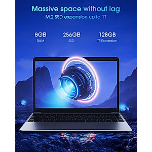 CHUWI HeroBook Pro 14.1'' Laptop, 8GB RAM 256GB SSD, Windows 11 Laptop, 1TB SSD Expand, Intel Celeron N4020(up to 2.8GHz), 2K FHD IPS Display, Ultra Slim, Mini-HDMI, 5G WiFi, BT4.2, Webcam,TF Card