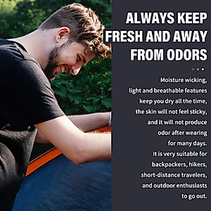 Merino Protect 100% Merino Wool T Shirts for Men Odor Resistance Base Layer Lightweight Hiking Travel T-Shirt Soft Undershirt Black