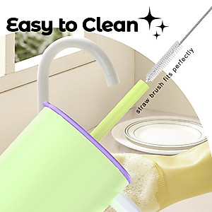 winiwo 40 oz Tumbler with Handle and Straw for Her, Flexible Straw, Insulated Tumbler Cups with Silicone Bottom, Keeps Beverages Cold Up to 24 Hours, Gym/Work/Travel/School/Gift（Bud Green）