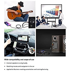 ECDREAM USB C to RCA Cable Adapter, 6Ft Type-C to RCA Cable with USB A(Charging),USB C Male to 3 RCA Male, USB C to RCA Adapter for TV