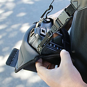 USA GEAR DSLR Camera Sleeve with Neoprene Protection, Holster Belt Loop and Accessory Storage - Compatible with Canon EOS Rebel T7, T8, SL3, R7, 4000D, Nikon D3400, Pentax K-70 and Many More (Black)