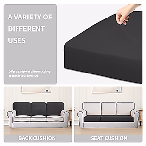 Easy-Going 100% Waterproof Chair Sofa Seat Cushion Slipcovers Couch Cushion Cover Stretch Furniture Protector for Kids, Pets (3-Piece Sofa Cushion, Dark Gray)