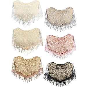 Zhanmai 6 Pcs Veils for Church Catholic Mass Veils for Women Catholic Lace Triangle Lace Mantilla Floral Tulle Scarf Covering (Novel Color)