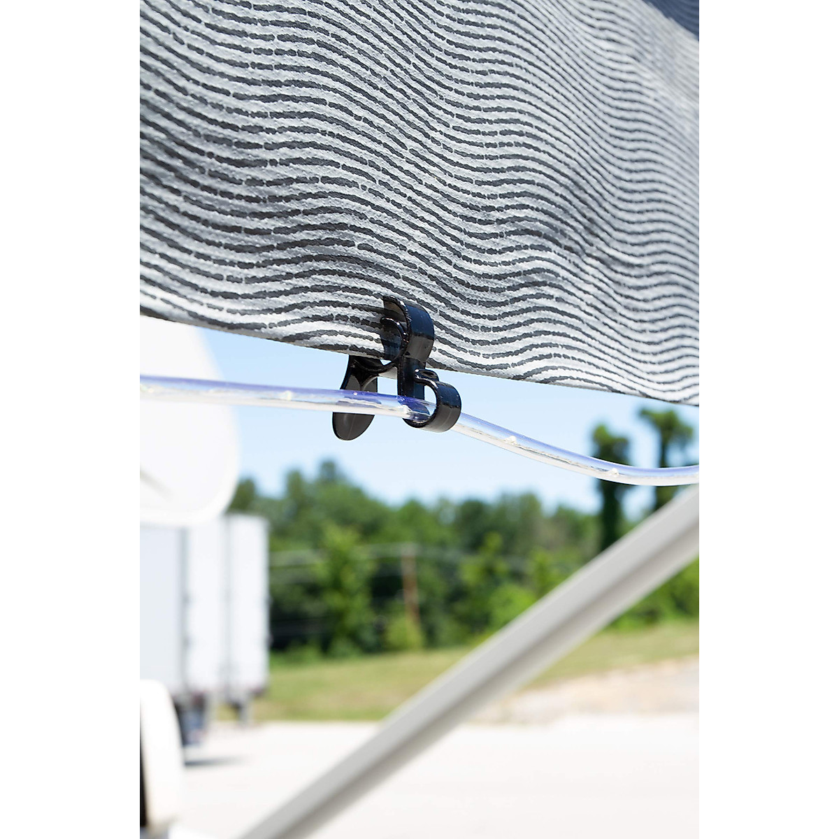 Camco RV Awning Valance Clips - Easily Hang Rope or Party Lights from Your RV's Awning Valance or Pop-Up Shelter - includes a Pack of (10) Clips (42709)