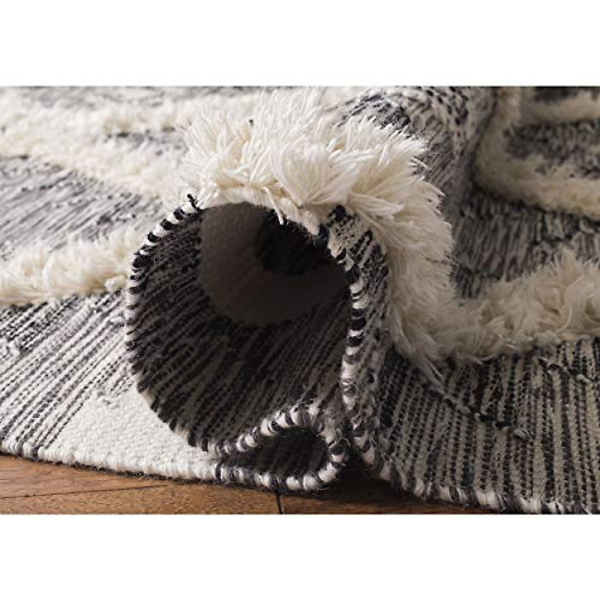 SAFAVIEH Kenya Collection 9' x 12' Black/Ivory KNY455Z Handmade Moroccan Boho Tribal Wool Area Rug