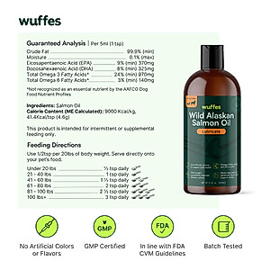 Wuffes Wild Alaskan Salmon Oil for Dogs - Natural EPA & DHA Fatty Acids and Omega 3 for Canines, Healthy Skin and Coat, Joint Support, Reduced Allergic Response - 100% Pure Fish Oil for Pets - 16 Oz