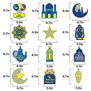 Tifeson Ramadan Mubarak Decorations Hanging Swirls - 36 Pcs Eid Mubarak Ceiling Foil Swirls for Eid Al-fitr Party Decorations Supplies