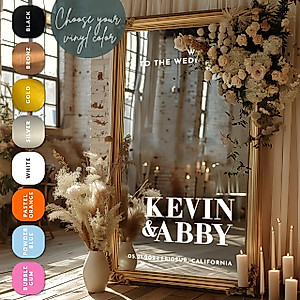 Personalized DIY Wedding Mirror Welcome Sign Decal - Custom Vinyl Sticker with Bride & Groom Names - Elegant Lettering for Bridal Shower, Reception Wall Decor, Event Signage