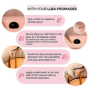 LLBA Promade Fans | Handmade Volume Eyelashes | Multi Selections From 3D To 16D | C CC D DD L M Curl | Thickness 0.03 ~ 0.1 mm | 8 - 20mm Length | Long Lasting | Easy Application (10D-0.03 D 12 mm)