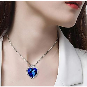 My Titanic Necklace | Stunning Heart of The Ocean Necklace from Titanic Movie | Premium Alloy Silver and 1.3 x 1.38 Inches Swarovski Crystal | Definitely The Best Present for Your Loved One | 338