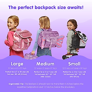 Bixbee Toddler Backpack, Purple Sparkly Butterfly Bookbag for Girls & Boys Ages 3 - 5 | Daycare, Preschool, Elementary School Bag for Kids | Easy to Carry & Water Resistant