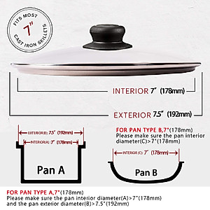 CORYTAO 7 Inch Pan Lid Tempered Glass Pot Lid - Oven Safe Replacement Glass Lid for Frying Pan Wok Pot Skillet