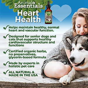 Animal Essentials Heart Health for Dogs & Cats - Cardiovascular Support Supplement, Healthy Heart, Organic Hawthorn Berry, Herbal Tincture - 2 Fl Oz