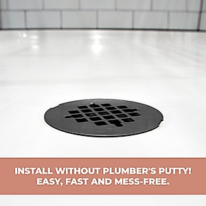 Shower Drain Cover, Brass Construction, 4-1/4 inches Outside Diameter (Matte Black)