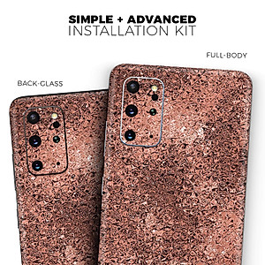 DesignSkinz Rose Gold Liquid Abstract Protective Vinyl Decal Wrap Skin Cover Compatible with The Samsung Galaxy S20 (Screen Trim & Back Glass Skin)