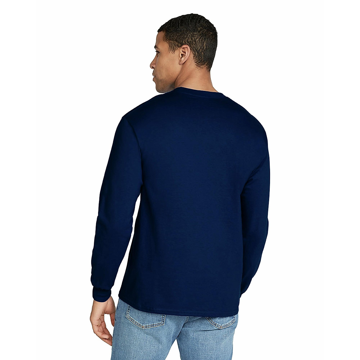 Gildan Men's Ultra Cotton Long Sleeve T-Shirt, Style G2400, Multipack, Navy (2-Pack), Large
