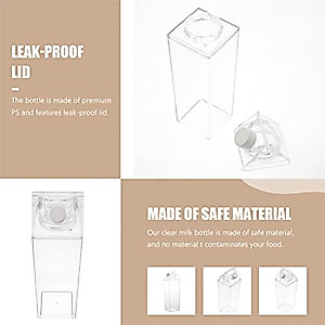 UPKOCH 2pcs Milk Carton Water Bottle 500ml 1000ml Plastic Clear Square Milk Bottles Water Bottle Portable Reusable Milk Carton Juice Bottle Perfect for Fitness Gym Camping Sports