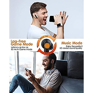 DTTO J-10 Active Noise Cancelling Earbuds with 60ms Low-Latency Game Mode, Wireless Charging Case Bluetooth 5.2 Auto-Pairing Touch-Enabled Voice-Assistant, Immersive Sound Deep Bass IPX8 Sweatproof
