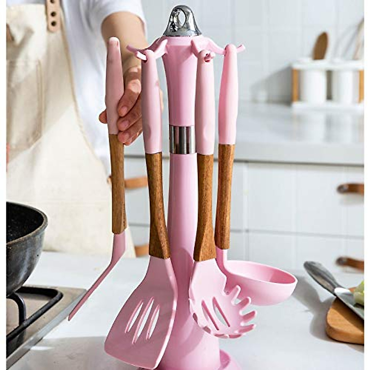 Classic 1/6 PCS Cooking Tools Set Premium Silicone Kitchen Cooking Utensils Set with Storage Box Tongs Spatula Soup Spoon