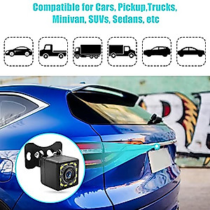 Car Backup Camera, Car Rear View Reverse Camera 12 LED Night Vision, Waterproof Dustproof 170°Wide Angle for Cars, Trucks, Pickups, Suvs