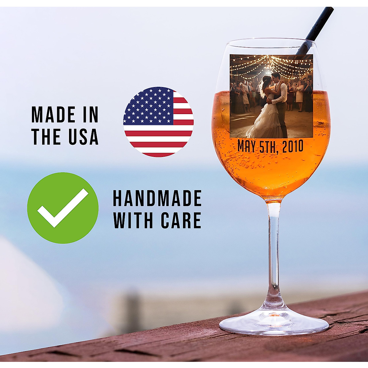 Personalized 16oz Photo Picture Print Stemmed Wine Glass - Wedding Gifts Anniversary for Couple, Parents Husband Wife, Mother's Day Gift 20th 25th 30th 40th 45th 50th 60th, Year Anniversary