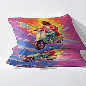 Jesus Sheets Full Size, Personalized Bed Sheets, Patterned Bedding Sheets & Pillowcases 4 Piece Set - Soft Microfiber Deep Pocket Fitted Sheet & Flat Sheet & 2 Pillow Cases C3-&-198