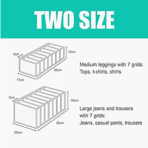 ORAV 7 Grids Wardrobe Organizer, Jeans Compartment Mesh Cloth Storage Box - Portable Pants drawers organizer for folded clothes (2Pcs Small, White)
