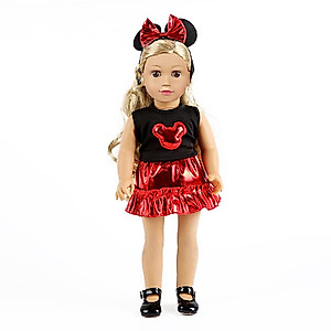 XFEYUE 7 Sets 18 inch Doll Clothes Gifts and Accessories, Mickey,Unicorn Doll Clothes Fit American18 inch Doll