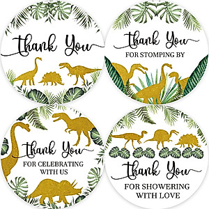 80 Dinosaur Thank You Stickers, Little Dino Baby Shower Favor Labels, Kid Boy Birthday Party Gift Wrap Tags Self Adhesive (2 Inch)