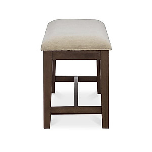 HFO Bluffton 20" Upholstered Fabric Farmhouse Rustic Solid Wood Dining Bench for Kitchen Dining Room in Beige