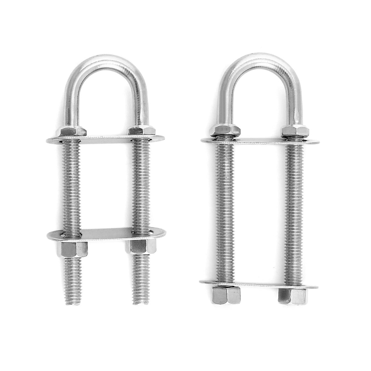 QWORK Marine Boat Stern Eye Tie Down U Bolt, 2 Pack, 3/8" Dia, 3-1/2" Thread Length, Stainless Steel