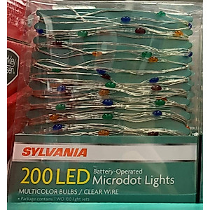 SYLVANIA 200 LEDs Slim Wire String Light Battery Operated Multi Color 2 count/100