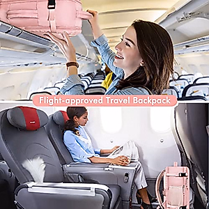 Rinlist Travel Backpack for Women, TSA-Friendly Carry-on Backpack Airline Approved, Hiking Sport Casual Daypack Rucksack Waterproof Personal Item Backpack for Work Business College, Pink