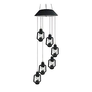 OSALADI Led Solar Wind Chime Vintage Kerosene Bottle Shape Wind Bell for Backyard Home Porch Home Party Night Garden Decoration