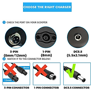 BXIZXD 42V Electric Scooter Battery Charger, Power Adapter for GOTRAX GXL V2, G2, G3, G4, Apex, Glider, XR Elite, XR Ultra Electric Bike with 36V Lithium Battery