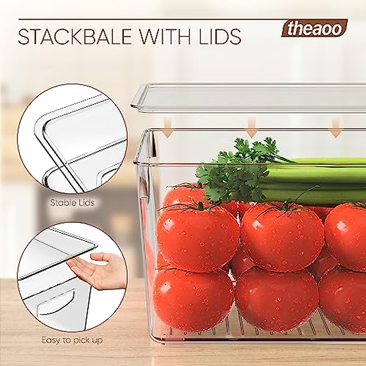 8 Pack Clear Storage Bins with Lids Stackable, Large Plastic Storage Bins with Handle for Pantry Organization and Storage, Perfect Containers for Fridge Organizer, Freezer, Kitchen, Cabinets, Bathroom