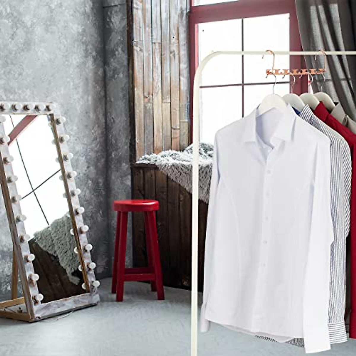 Relaxdays Set of 6 for 12 Horizontal and Vertical Space-Saving Clothes Hangers 26 cm Metal Copper, 6er Set