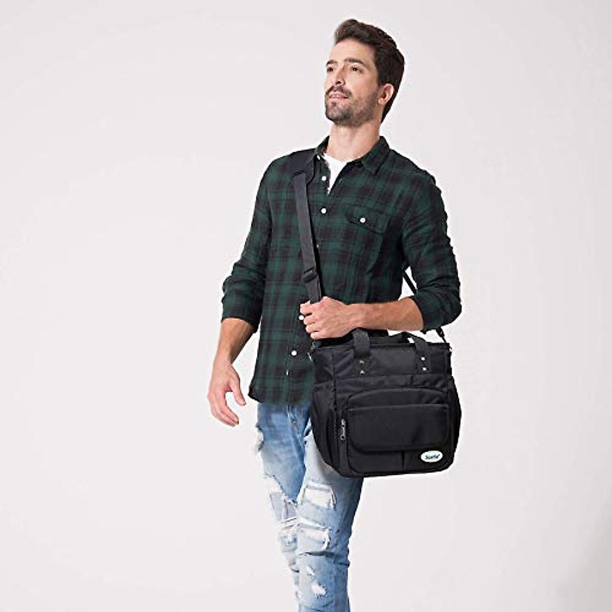 Scorlia Insulated Lunch Bag with Removable Shoulder Strap, Extra Large Lunch Tote With Tall Drinks Holder for Men and Women