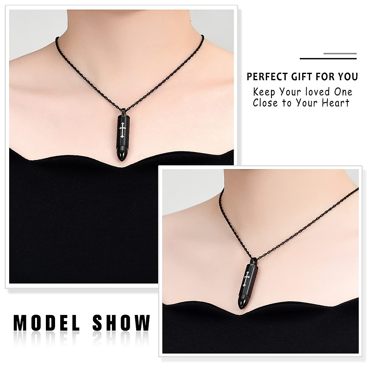 shajwo Cremation Jewelry Bullet Urn Ashes Necklace for Women Men Cylinder Keepsake Memorial Locket Pendant Ash Holder,Dad