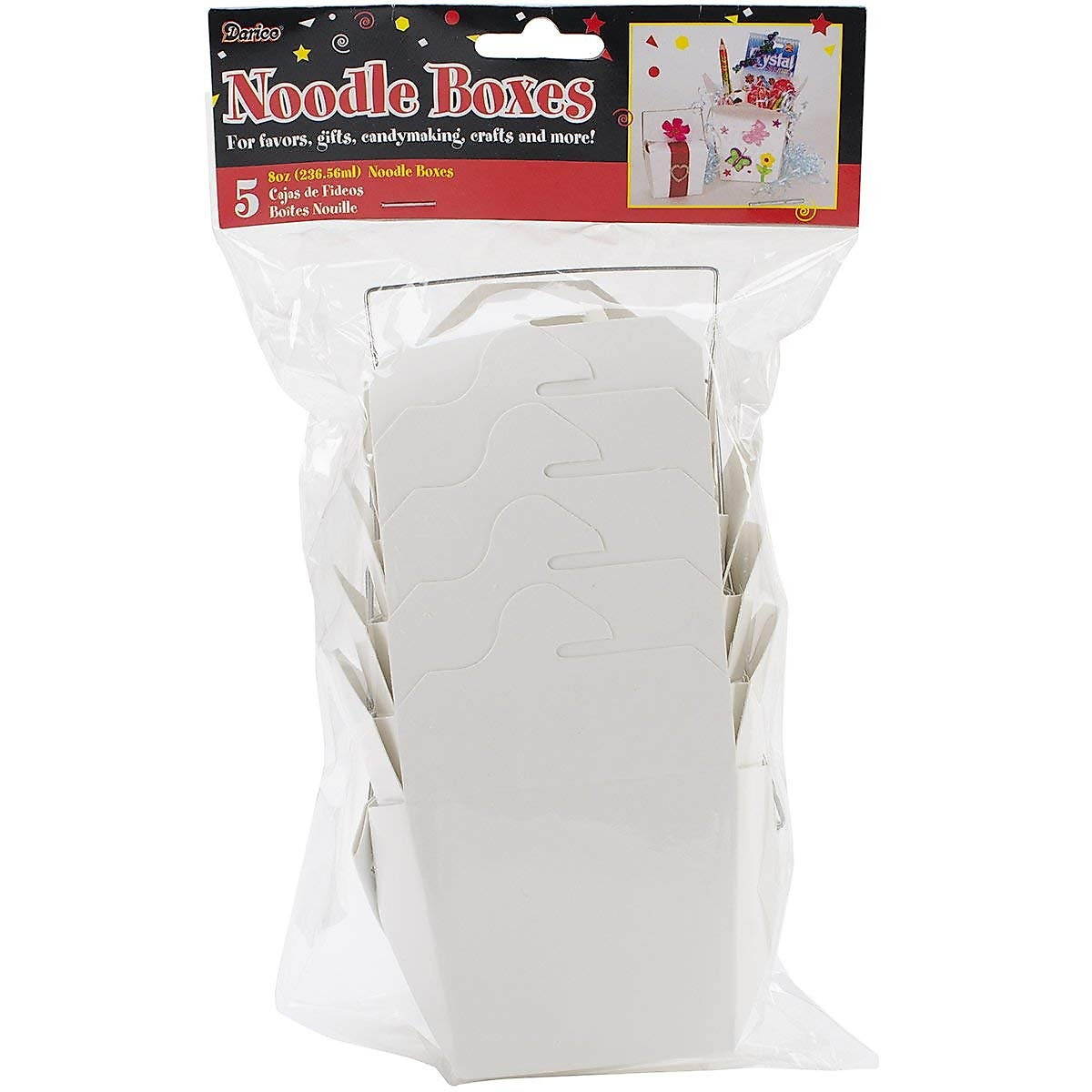 Darice 1143-09 Noodle Boxes 8oz 5/Pkg-White