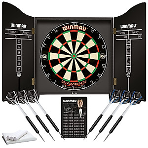 Winmau Professional Darts Set (Cabinet, Diamond Plus Dartboard and 6 Darts)