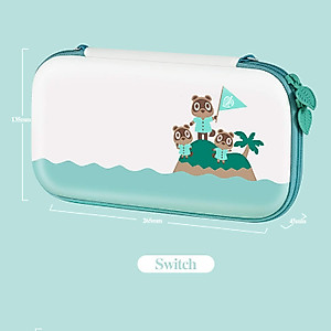 FANPL Carrying Case for Nintendo Switch & OLED Model - Animal Crossing Theme, Built-in Folding Stand and 5 Game Card Slot