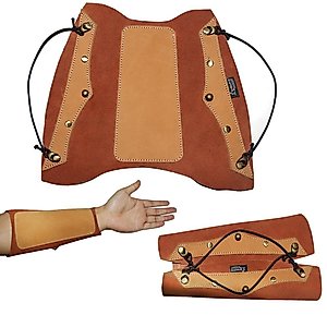 TOPARCHERY Leather Arm Guard Forearm Protector Gear Traditonal Recurve Compound Bow Hunting Shooting Brown