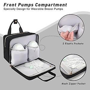 Wearable Breast Pump Bag with Cooler Compatible with Momcozy S12 Pro, Elvie & Medela Pump in Style, Carrying Case for Breast Pump and Accessories, Black(Bag Only)