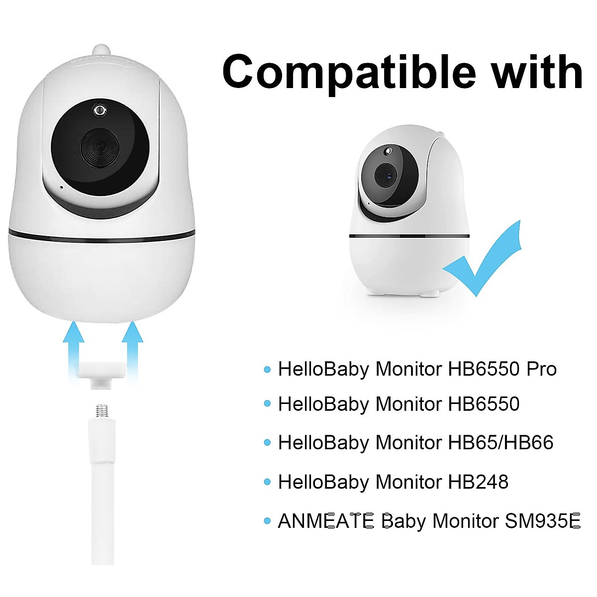 AOZTSUN 2 Pack Baby Monitor Mount Compatible with HelloBaby HB6550 HB65/HB66/HB248,Nanit Pro Smart Baby Monitor & Flex Stand, Flexible Clip Clamp Mount Long Gooseneck Arm