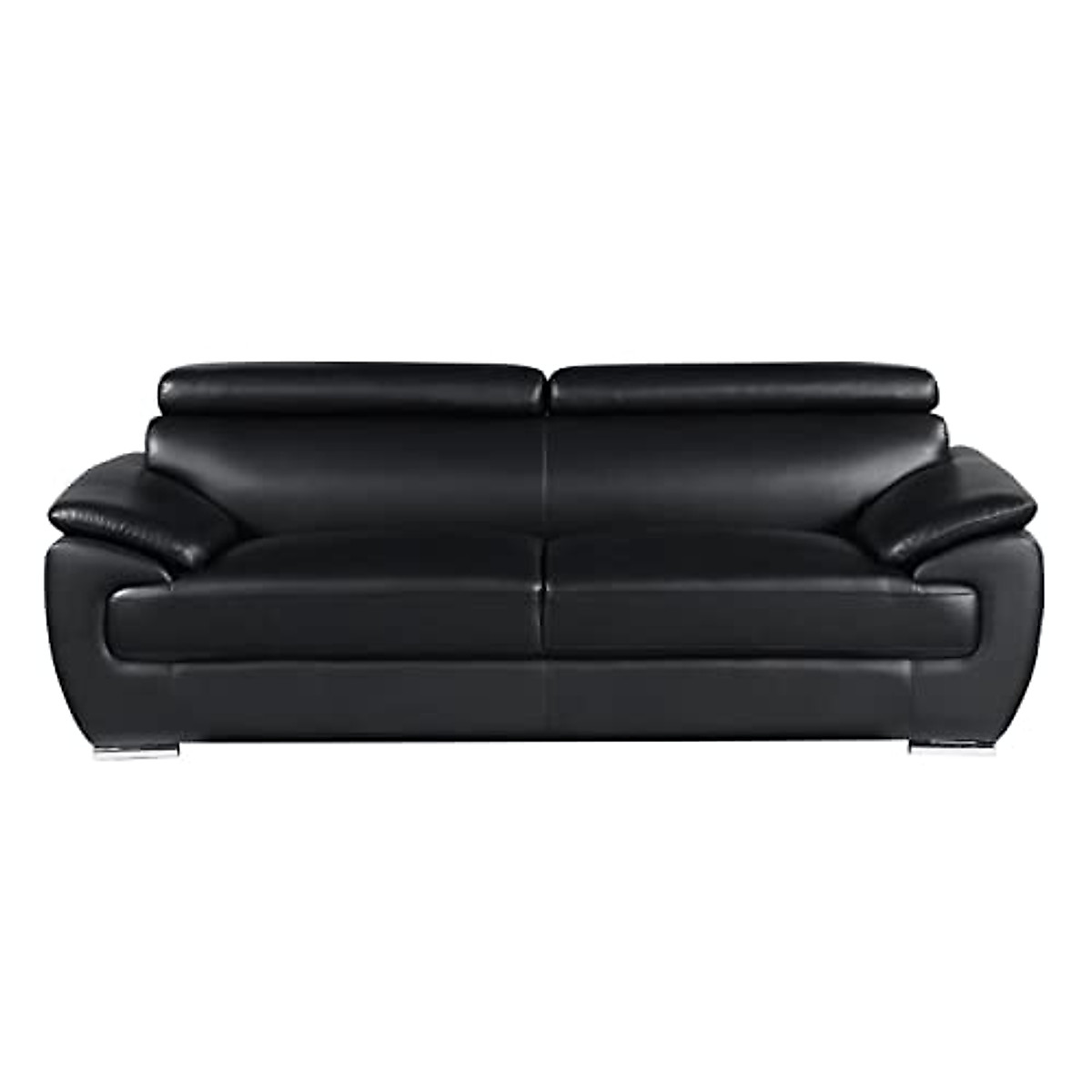 Blackjack Furniture 4571 Veal Collection Leather Upholstered Modern Living Room Chair, Loveseat, Sofa, Black