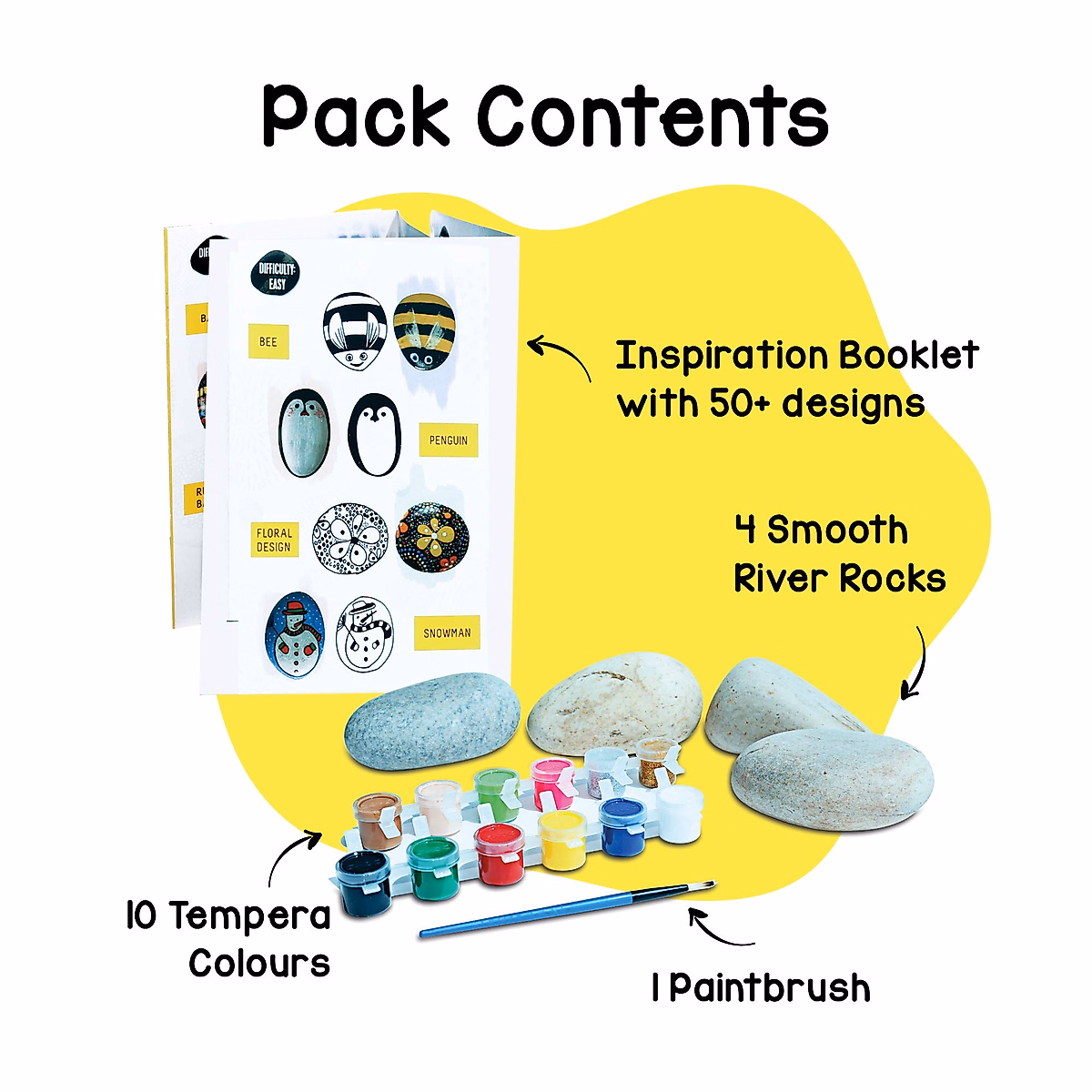 Toiing Rock Art Kit | Creative Reusable Rock Painting Kit for Kids | Indoor Art & Craft Kit with Paints & Paintbrush | Birthday Gift for Kids