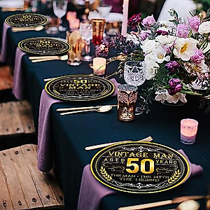 Elomy 50th Birthday Party Supplies Men - 96PCS Black Gold 50th Birthday Decorations Birthday Party Tableware Set Women 50th Birthday Party Decor Plates Cheers to 50 Years Dinnerware Set(24 Guests)