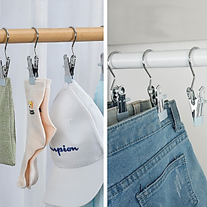 40 Pack Legging Organizer for Closet, Pants Hangers Space Saving, 360°Rotating Hangers for Yoga T-Shirts, Tights Gym Clothes, Portable Stainless Steel Single Clips with Rubber Coated for Travel