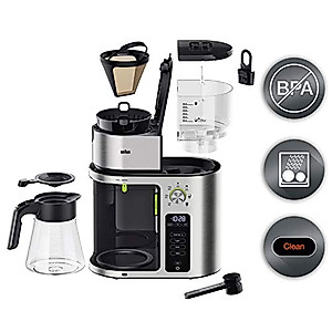 Braun MultiServe Coffee Machine 7 Programmable Brew Sizes / 3 Strengths + Iced Coffee, Glass Carafe (10-Cup), Stainless Steel, KF9070S